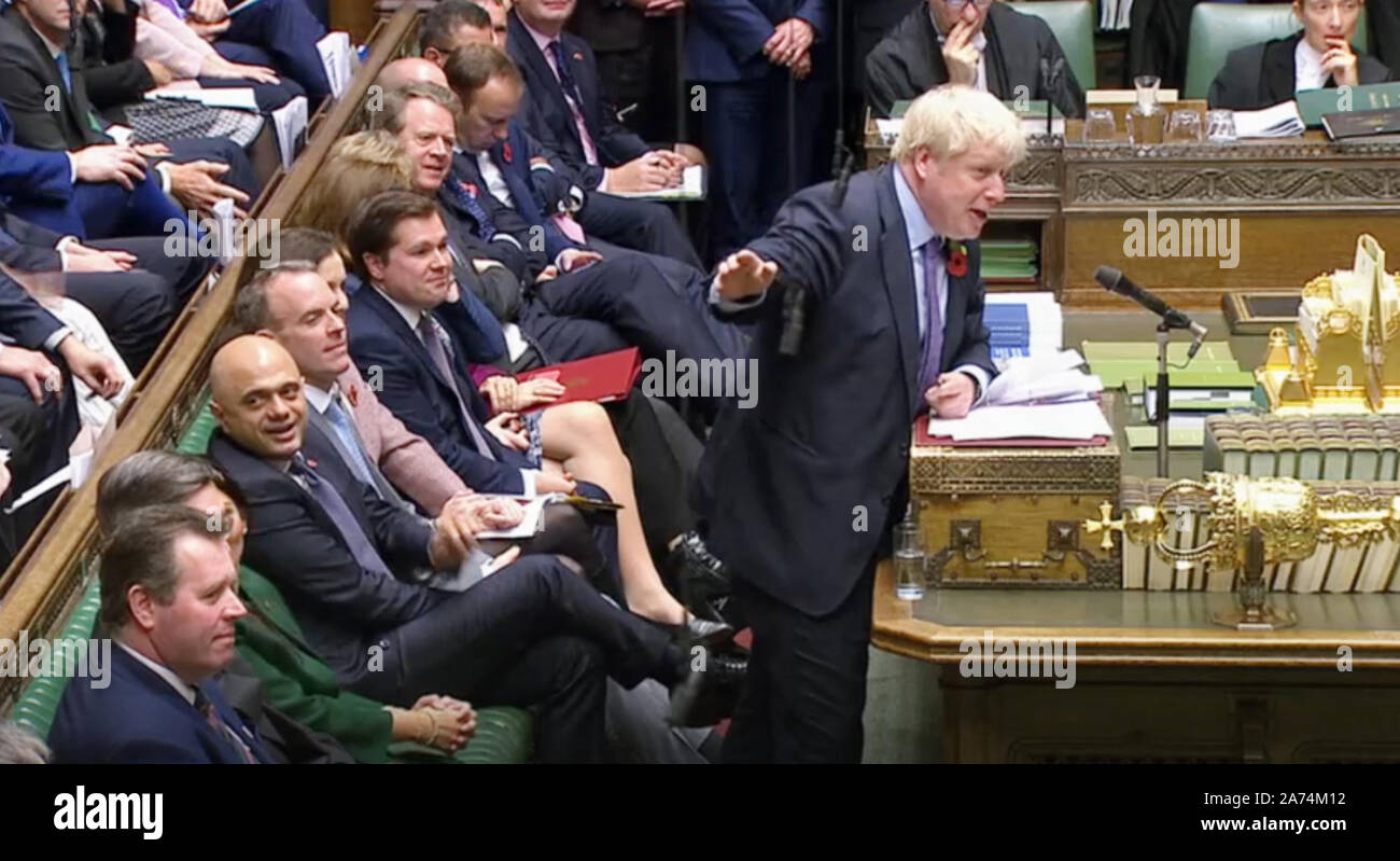 Prime Minister Boris Johnson speaks during Prime Minister's Questions ...