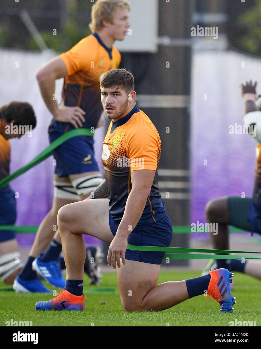 South Africa's Malcolm Marx trains in Urayasu, near Tokyo, on Oct. 30 ...