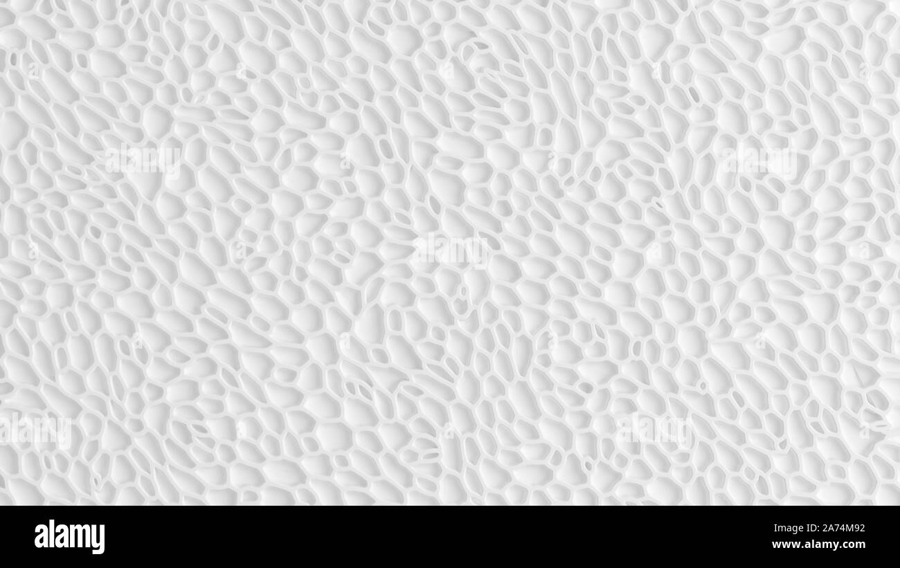 Abstract white texture with cells of different shapes. 3d rendering, 3d ...