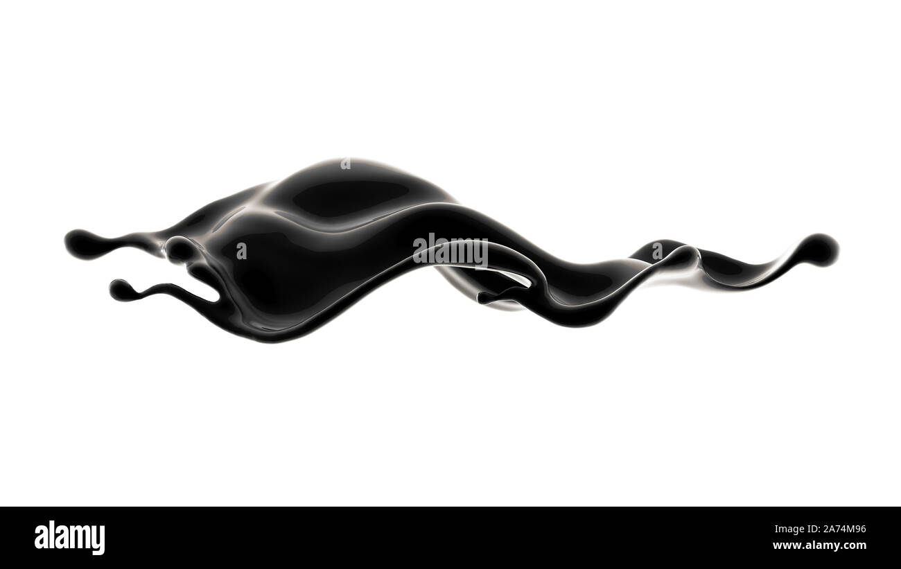 Splash of black liquid. 3d rendering, 3d illustration Stock Photo - Alamy
