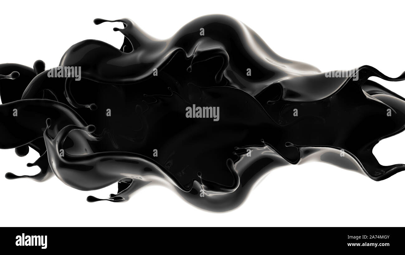 Splash of black liquid. 3d rendering, 3d illustration Stock Photo - Alamy