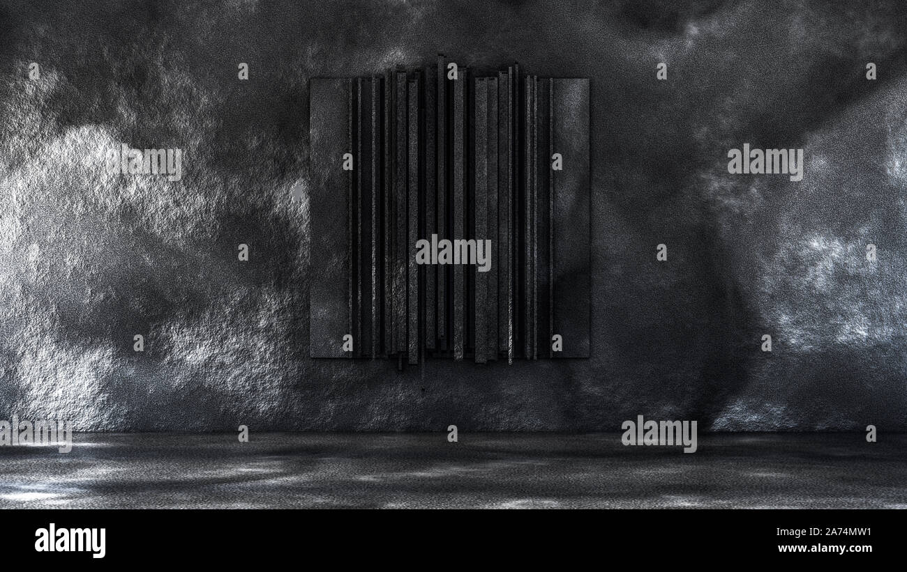 Beautiful studio interior installation room texture stone. 3d rendering ...