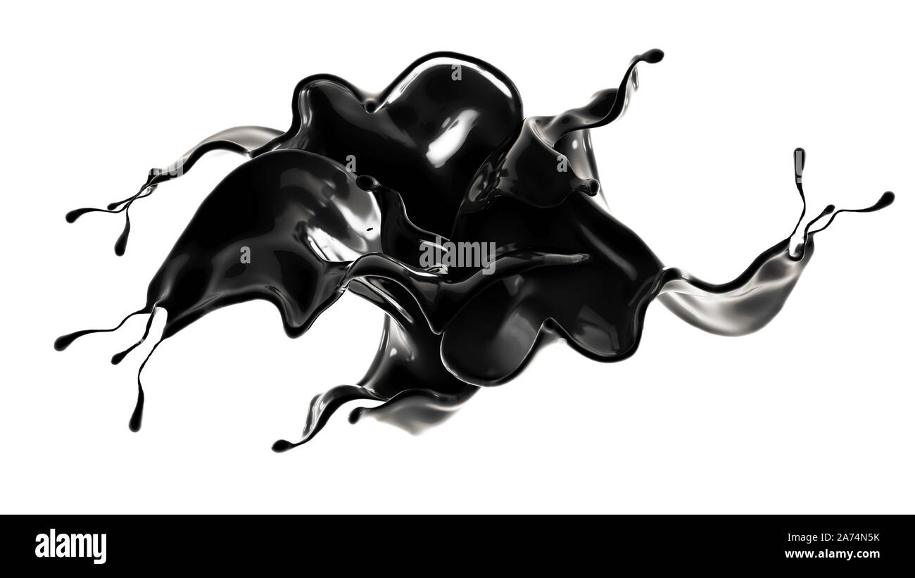 Splash of black liquid. 3d rendering, 3d illustration Stock Photo - Alamy
