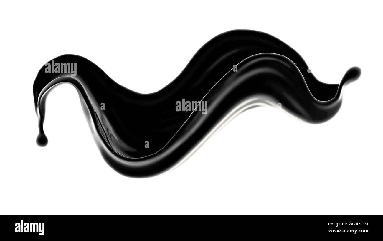 Splash of black liquid. 3d rendering, 3d illustration Stock Photo - Alamy