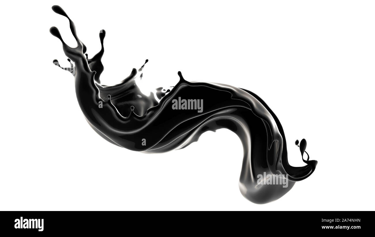 Splash of black liquid. 3d rendering, 3d illustration Stock Photo - Alamy