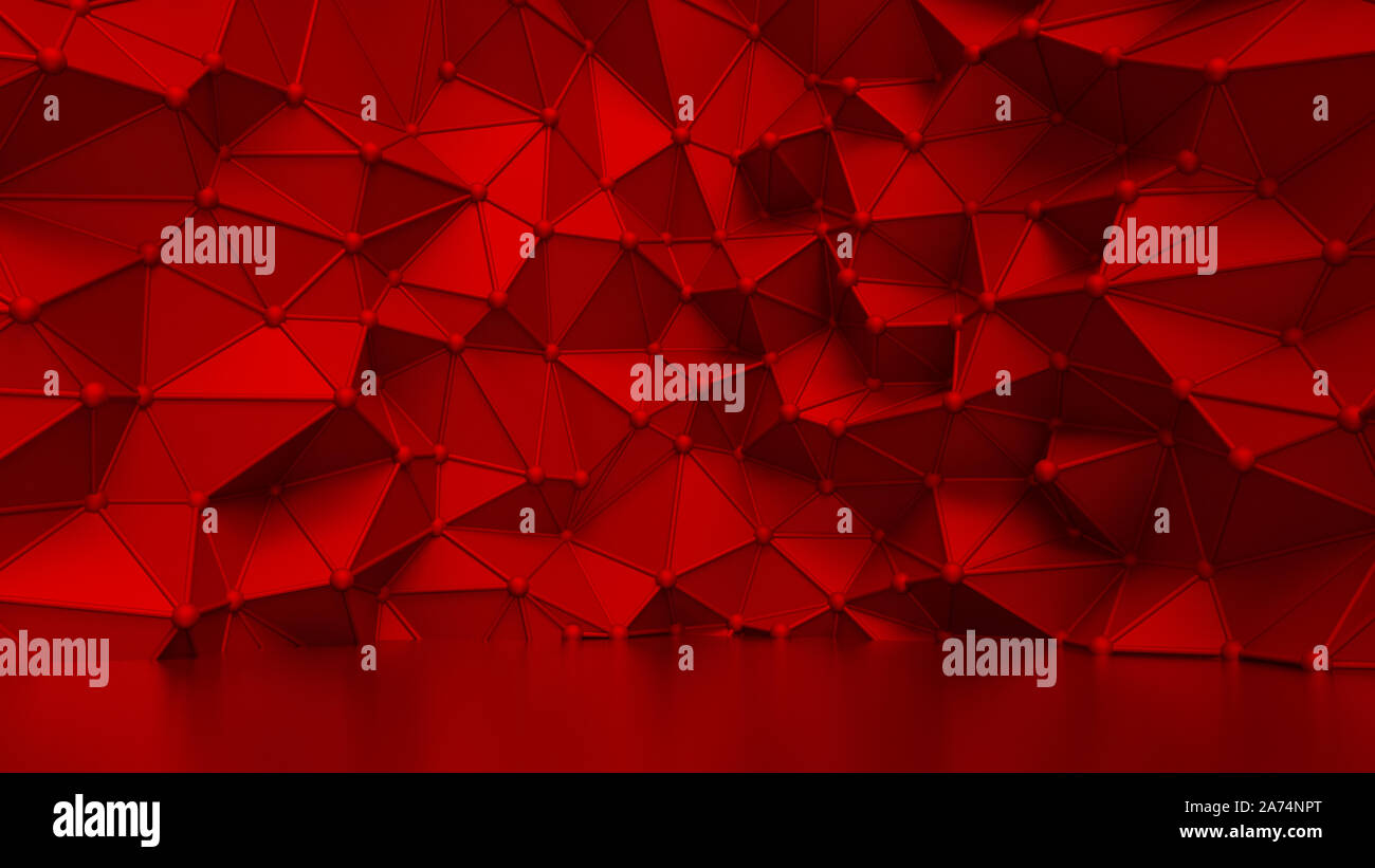 Luxurious elegant red background with triangles and crystals. 3d ...