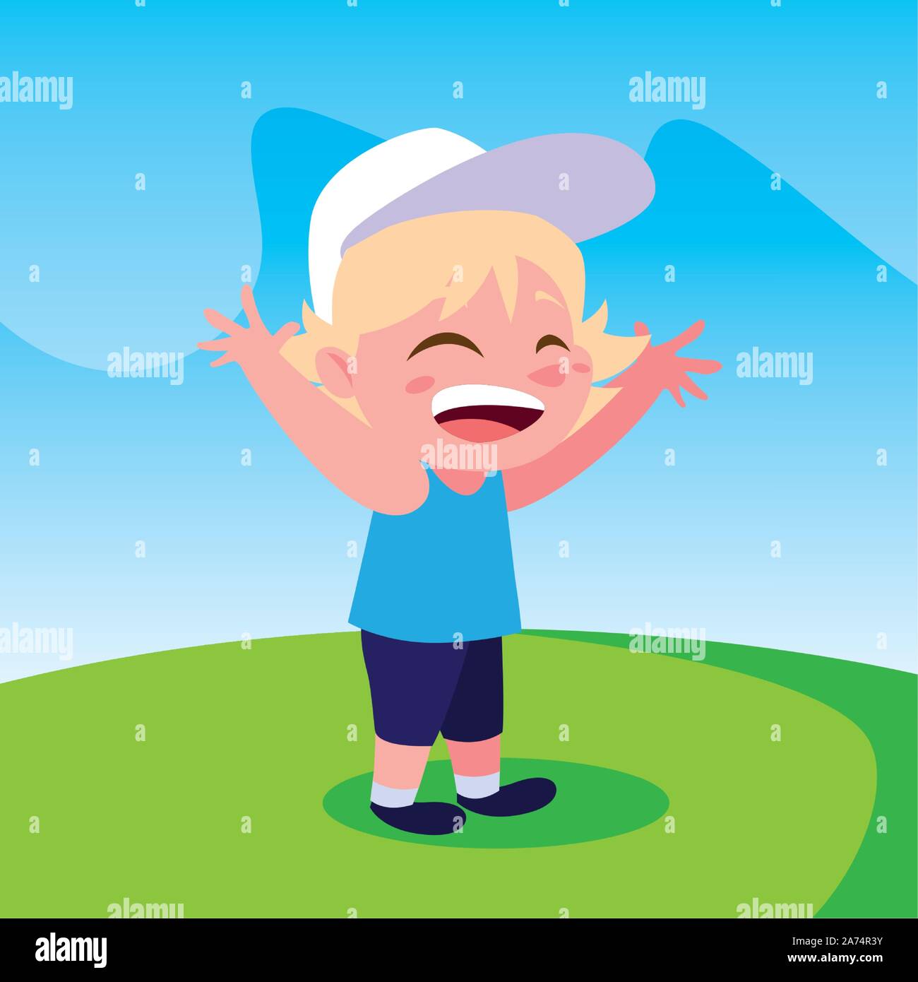 Boy cartoon outside design, Kid childhood little people lifestyle and ...