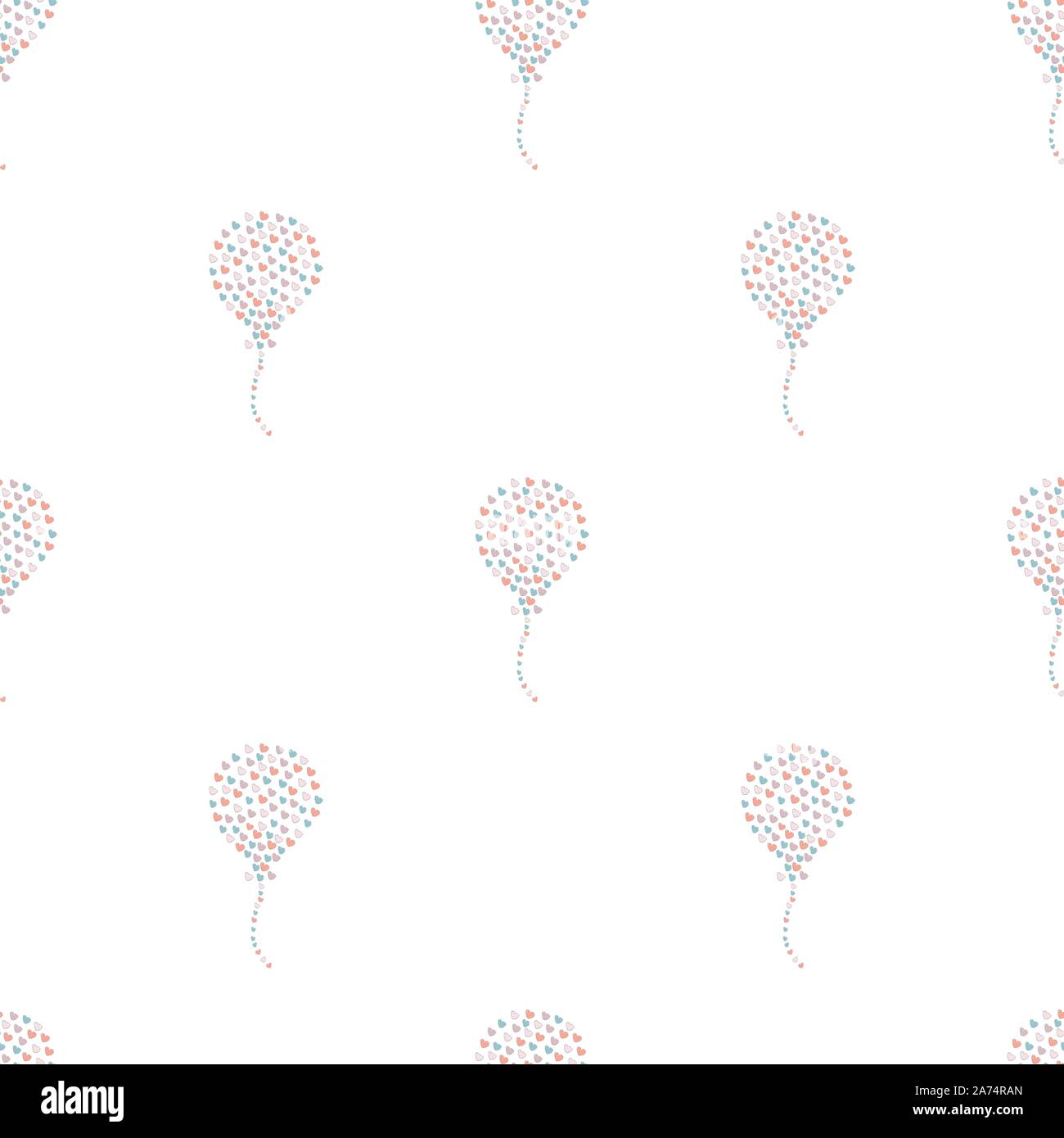 Seamless Heart Air Balloon Pattern. Hand Drawn Design. Great for wall ...