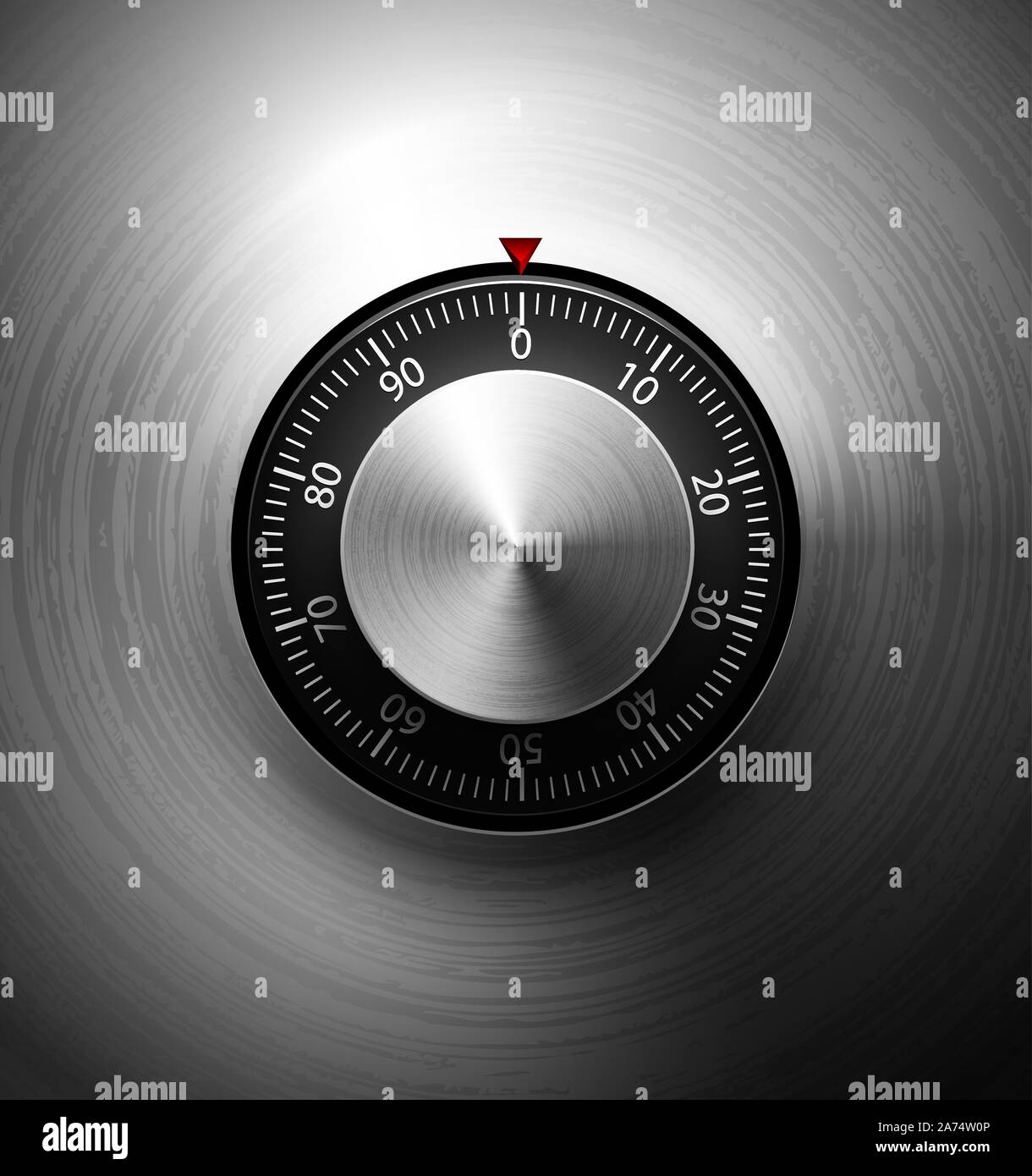 Realistic combination metal safe lock on radial polished black metal ...