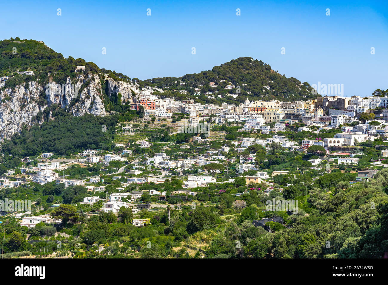 Landscape of Capri island and Capri town viewed from Phoenician Steps ...