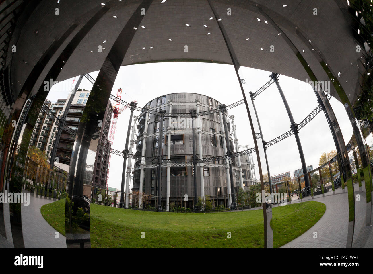 New housing in Gasholder Park, King's Cross, London Stock Photo - Alamy