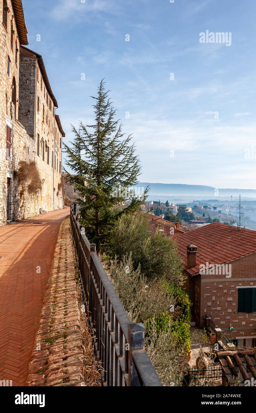 Todi in Umbria, Italy. View of the ancient village full of medieval ...