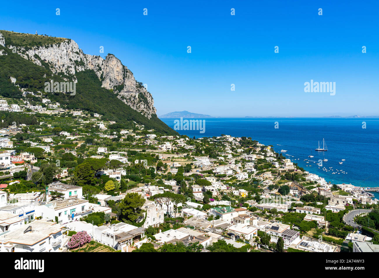 Scenic panoramic view of Capri, one of the most popular and luxury ...