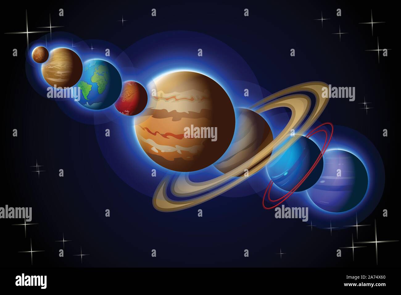solar system in one line Stock Vector Image & Art - Alamy