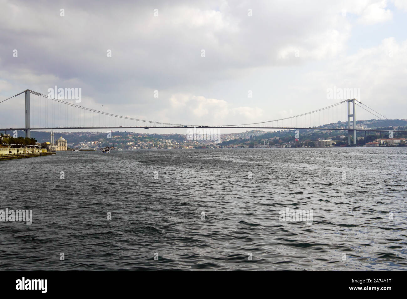 Famous Bosphorus Bridge or First Bosphorus Bridge connecting Europe and ...