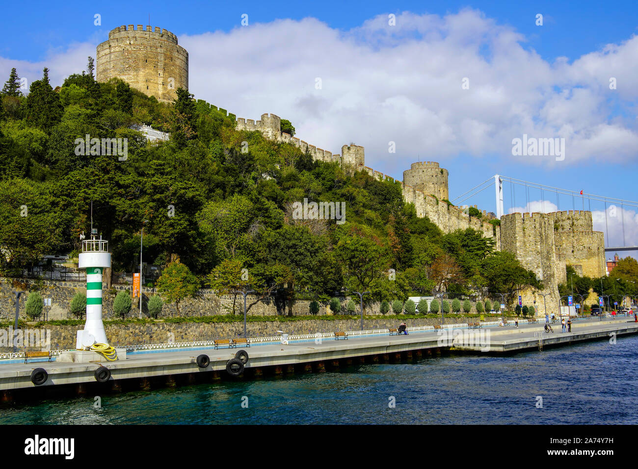 View of Rumeli Hisar Fortress from Bosphorus strait, Istanbul in Turkey ...