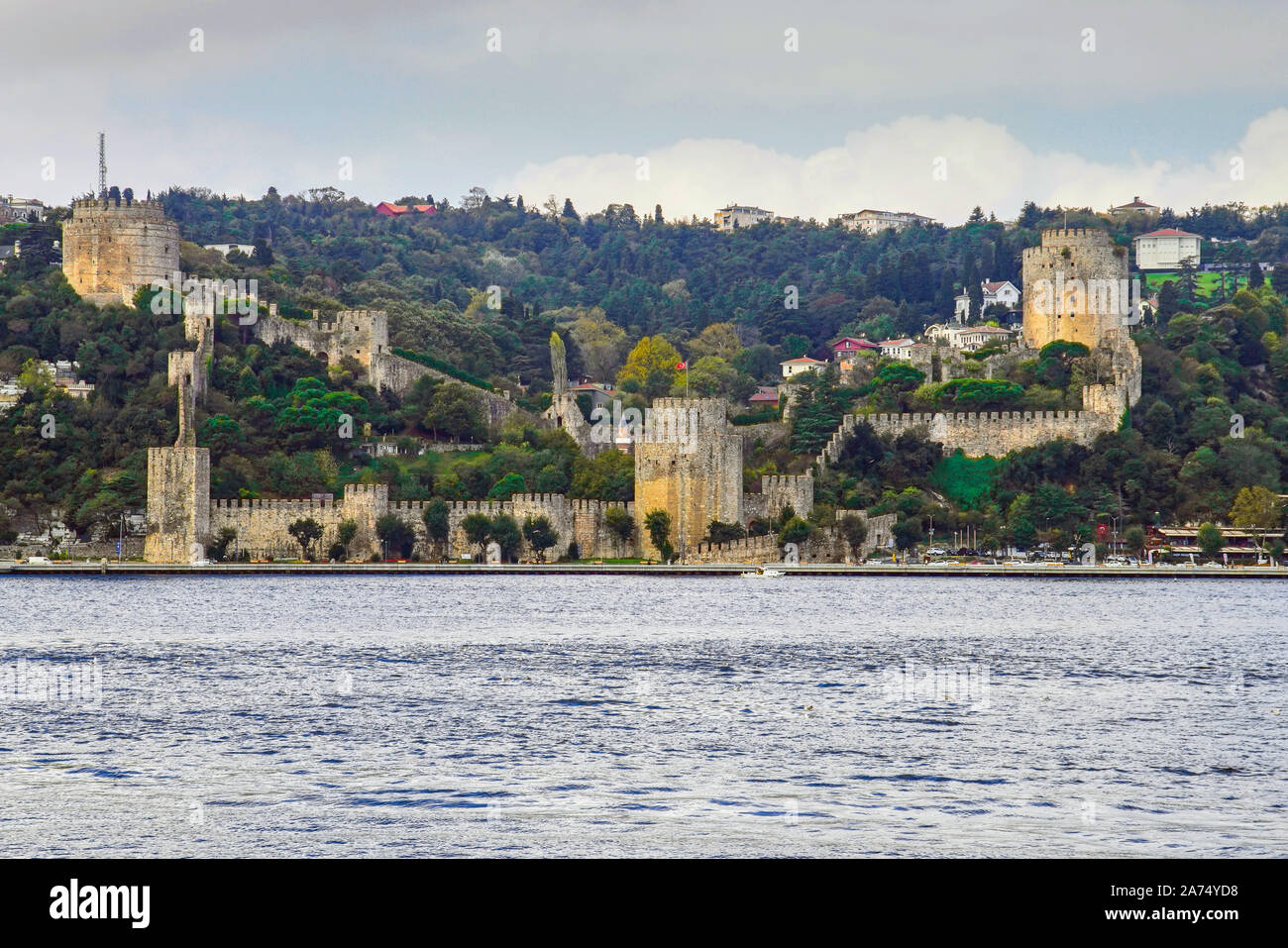 View of Rumeli Hisar Fortress from Bosphorus strait, Istanbul in Turkey ...