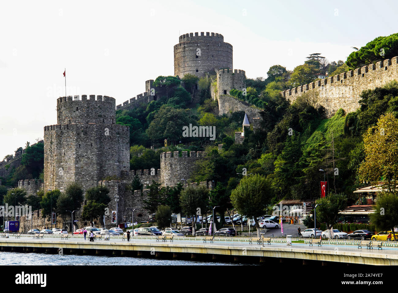 View of Rumeli Hisar Fortress from Bosphorus strait, Istanbul in Turkey ...