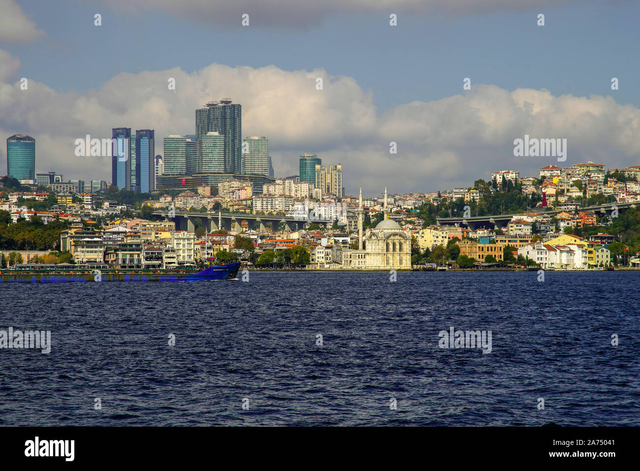 Famous Bosphorus Bridge or First Bosphorus Bridge connecting Europe and ...