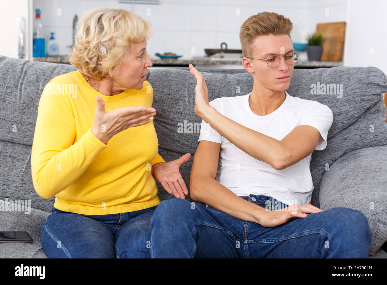 Mom scolding her son hi-res stock photography and images - Alamy