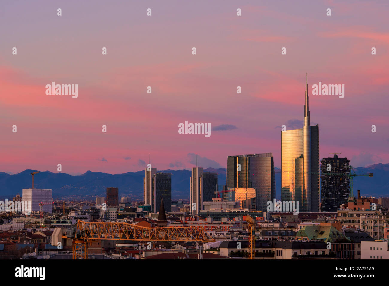 Milan (Italy) skyline with modern skyscrapers in Porta Nuova business ...