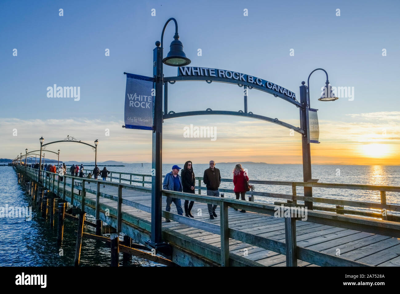People walking on White Rock Pier, White Rock, British Columbia, Canada ...