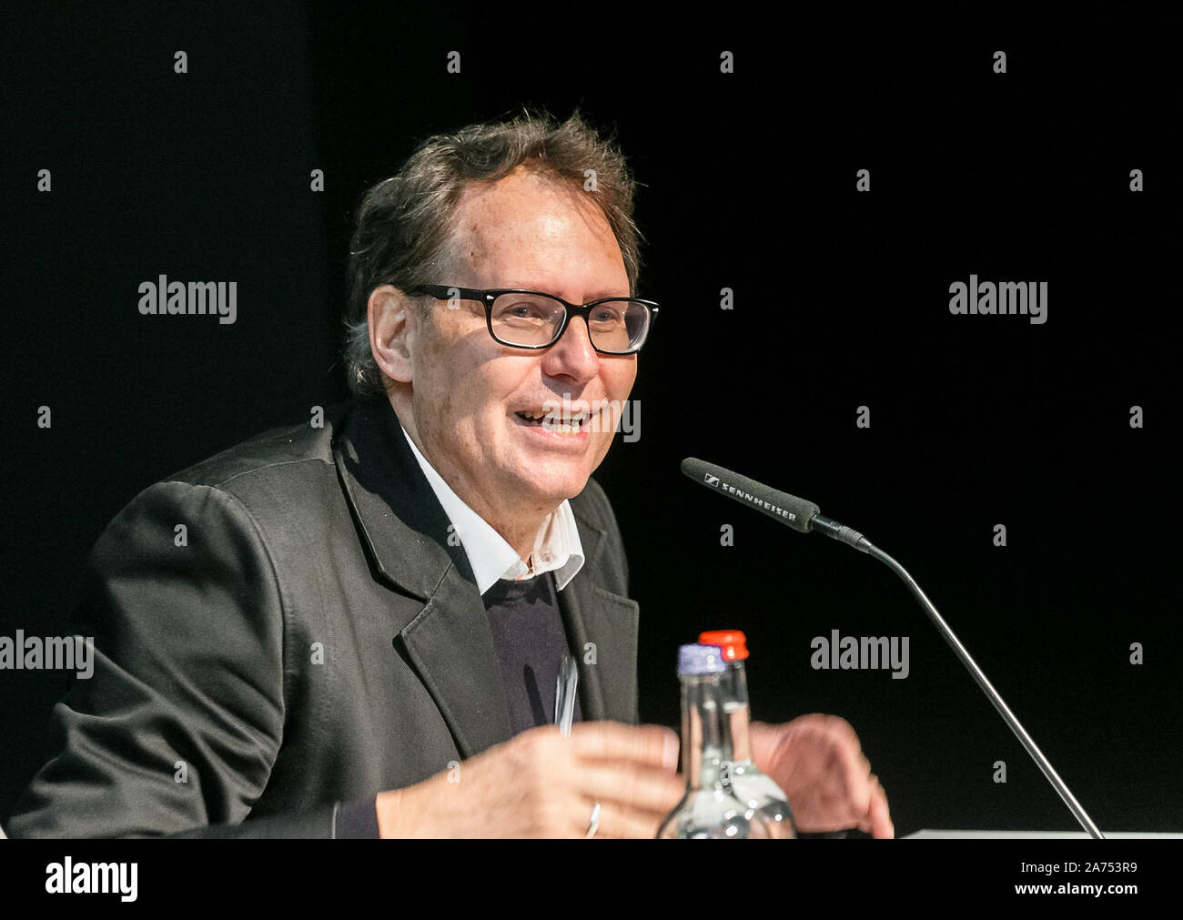 Hamburg, Germany. 30th Oct, 2019. Ingo Taubhorn, curator, explains the ...