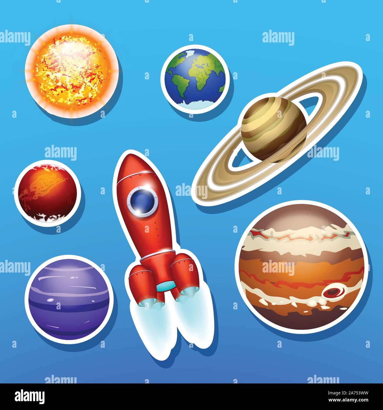 spaceship with solar system Stock Vector Image & Art - Alamy