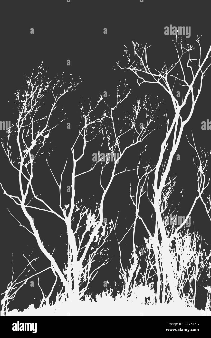 Silhouettes of Trees on subtle background. Tree Pattern. Vector ...