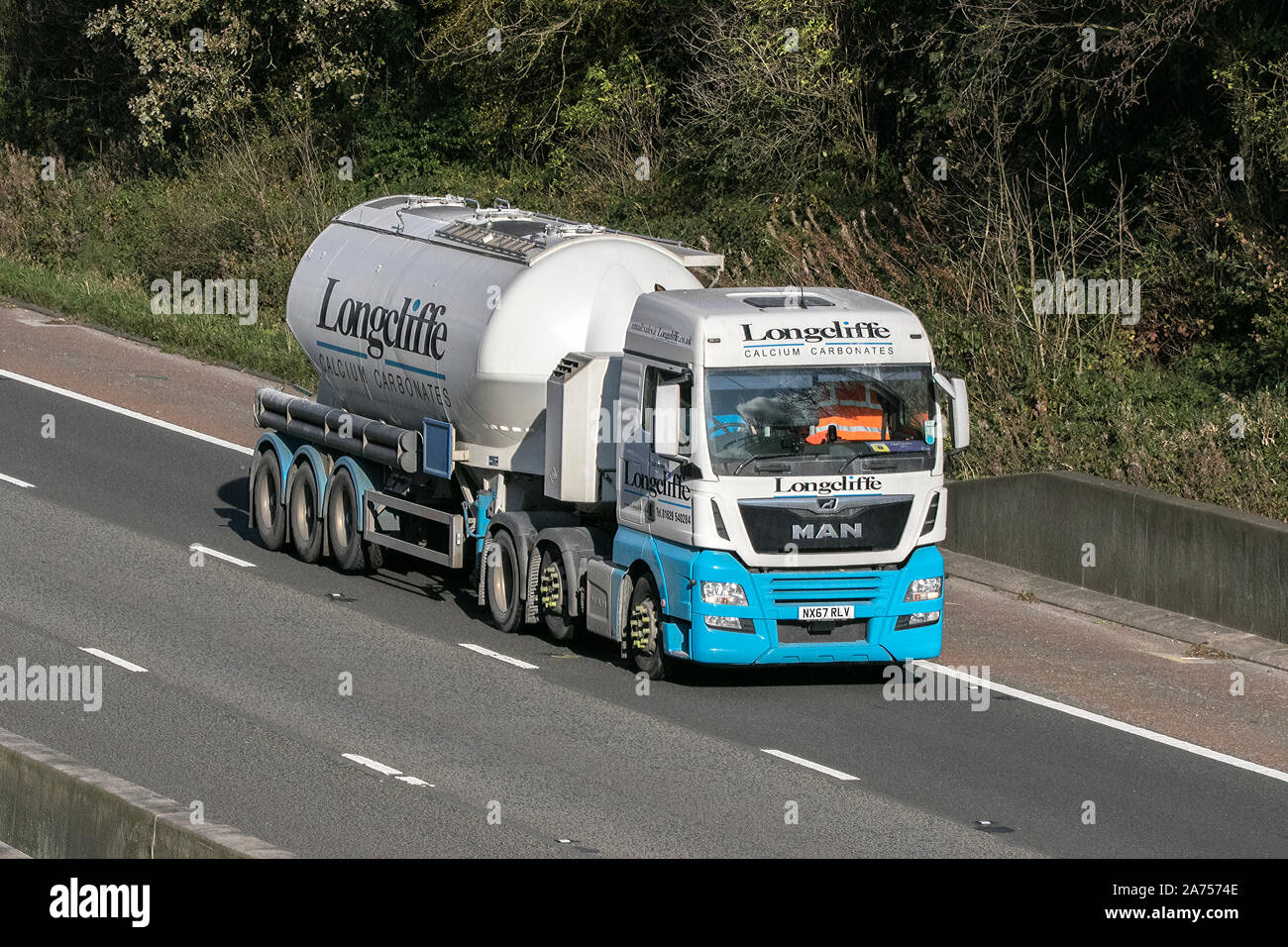 Longcliffe Calcium Carbonates articulated MAN truck Stock Photo - Alamy