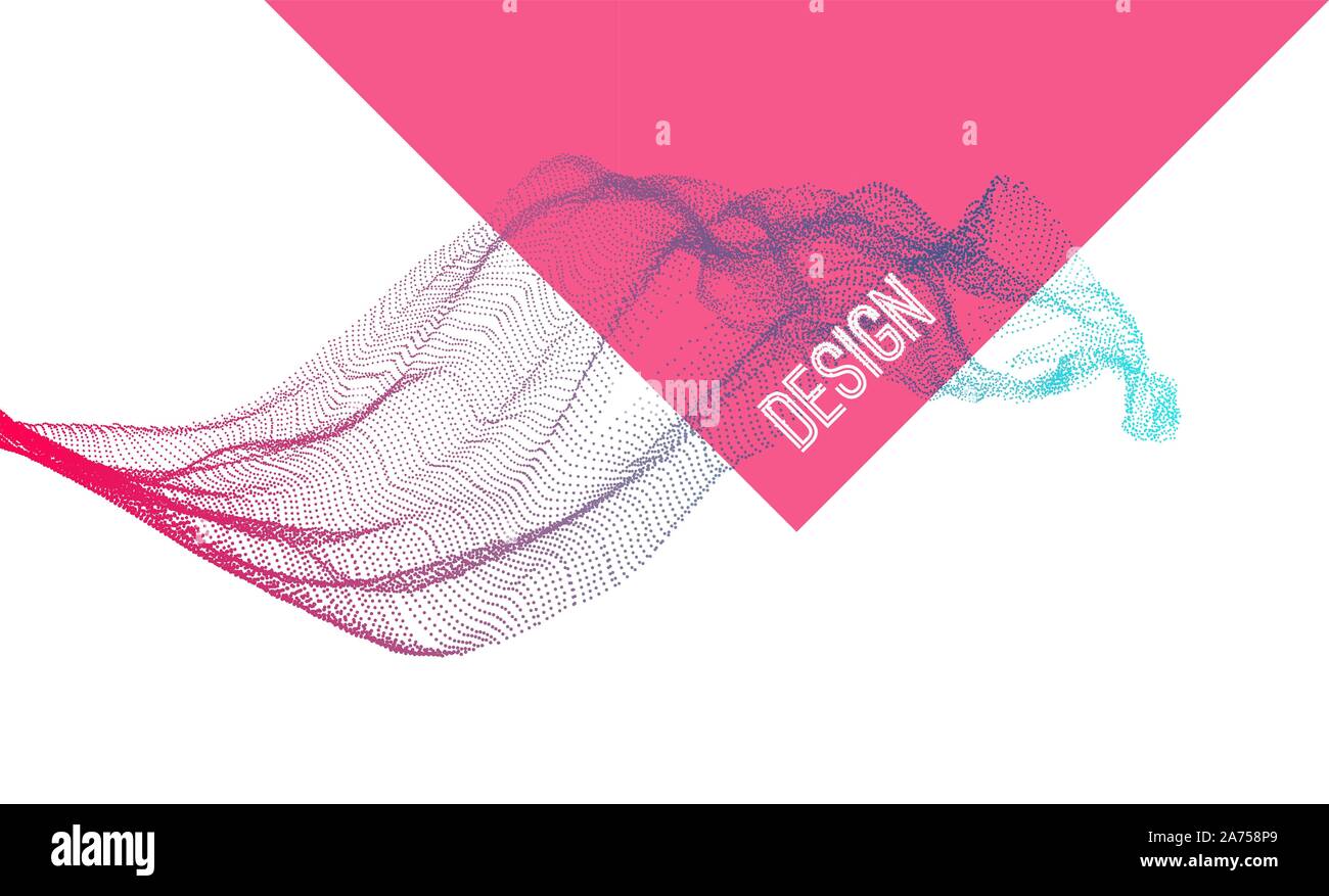 Array with dynamic emitted particles. Water splash imitation. Abstract ...