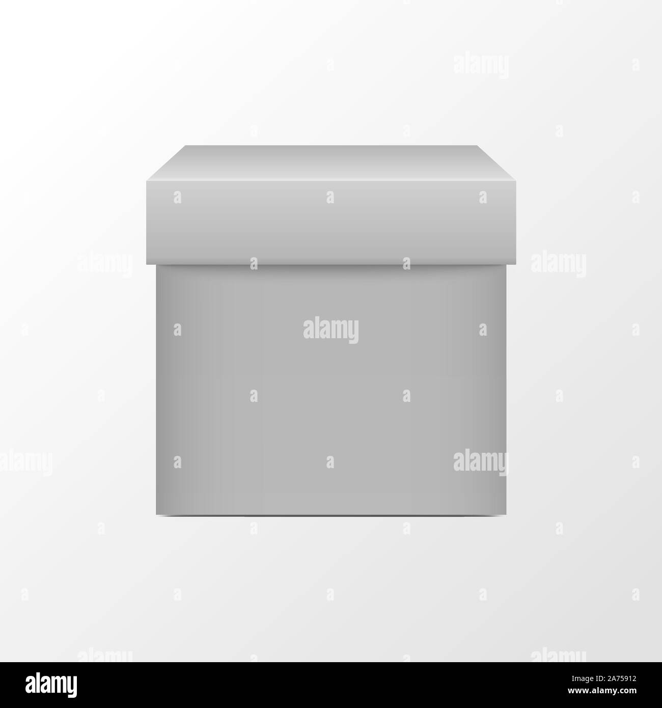 White box. Square package. 3D realistic blank cube. Front view ...