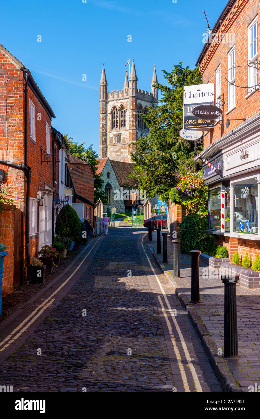 Upper church Lane Farnham with The tower of St Andrews church in ...