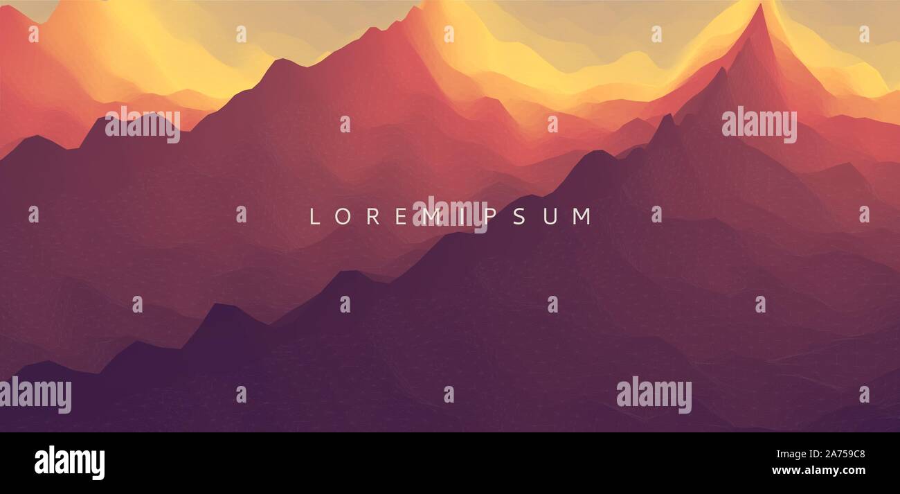 Abstract background. Water surface. Landscape with mountains. Vector ...