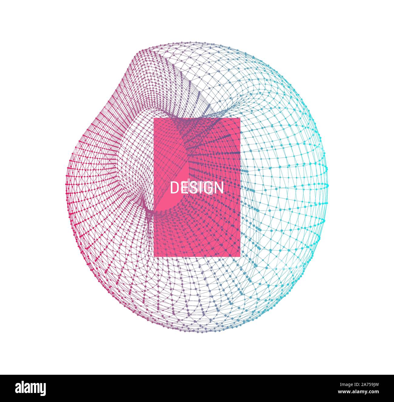 Wireframe Object With Lines And Dots Abstract 3d Connection Structure Geometric Shape For