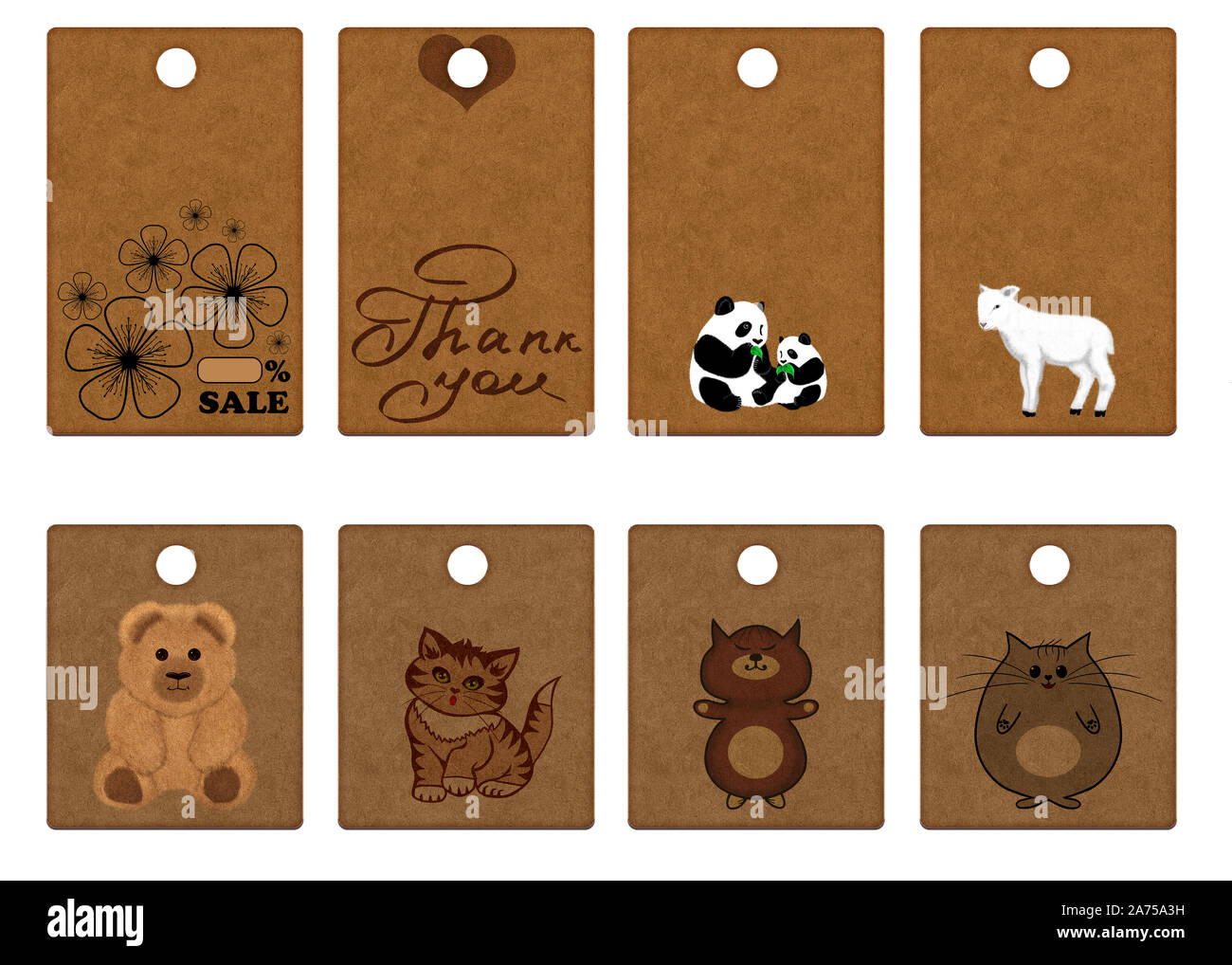 Vintage set cardboard tags with funny pictures. Business idea for gifts ...