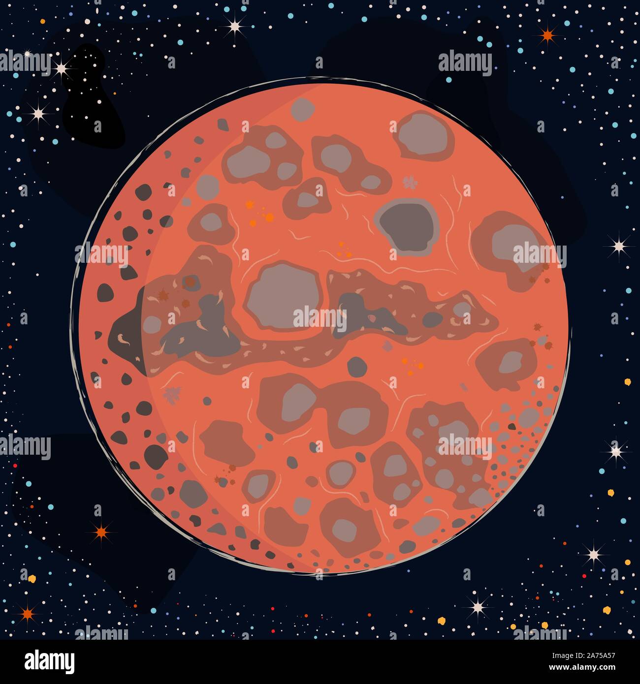 Red Planet Mars on dark background with stars. Vector Illustration ...