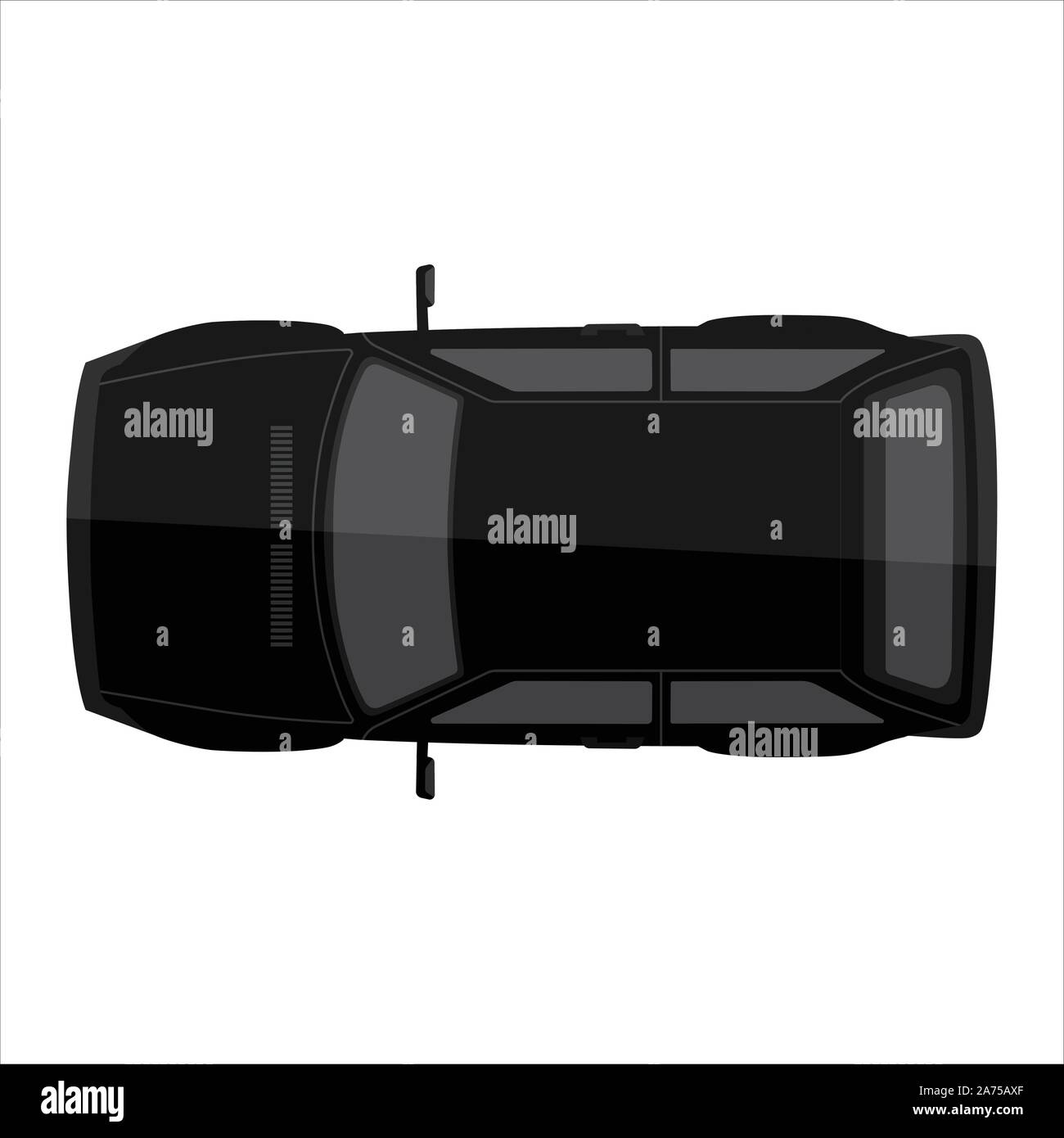 Black retro car top view isolated on white background. Restoration ...
