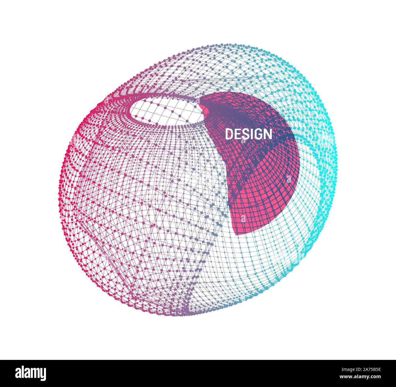 Wireframe Object With Lines And Dots Abstract 3d Connection Structure Geometric Shape For