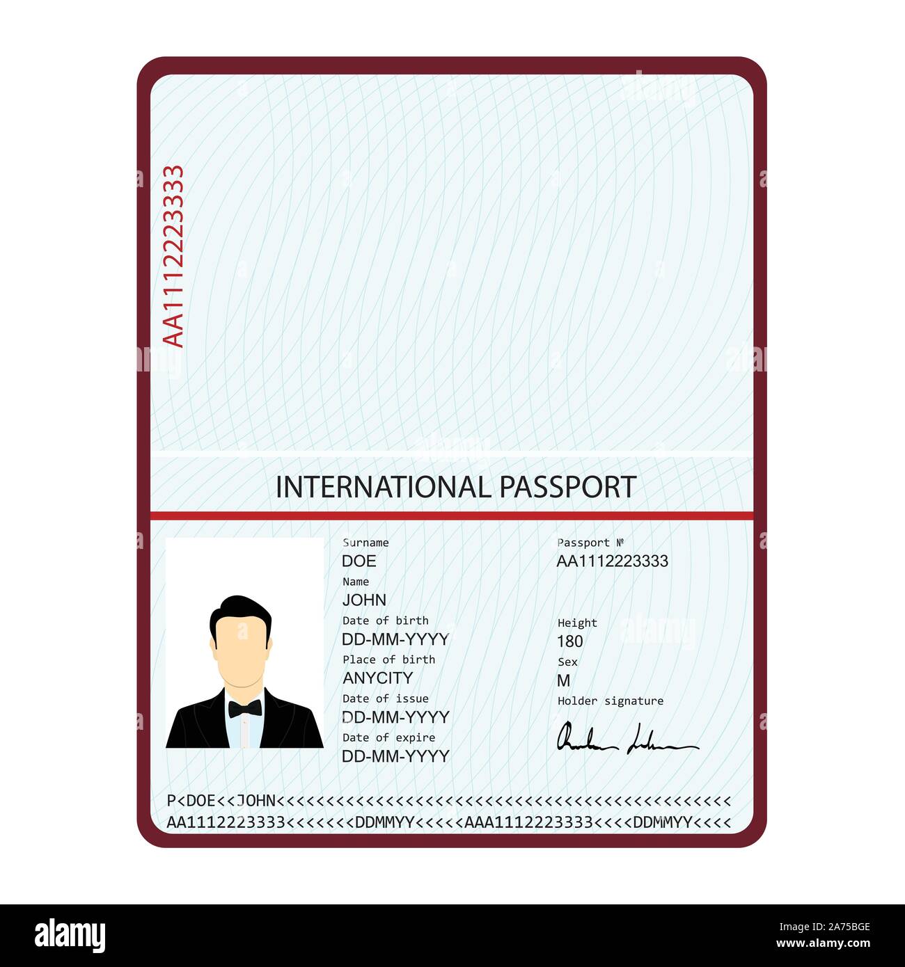 Passport with biometric data. Identification Document. international ...