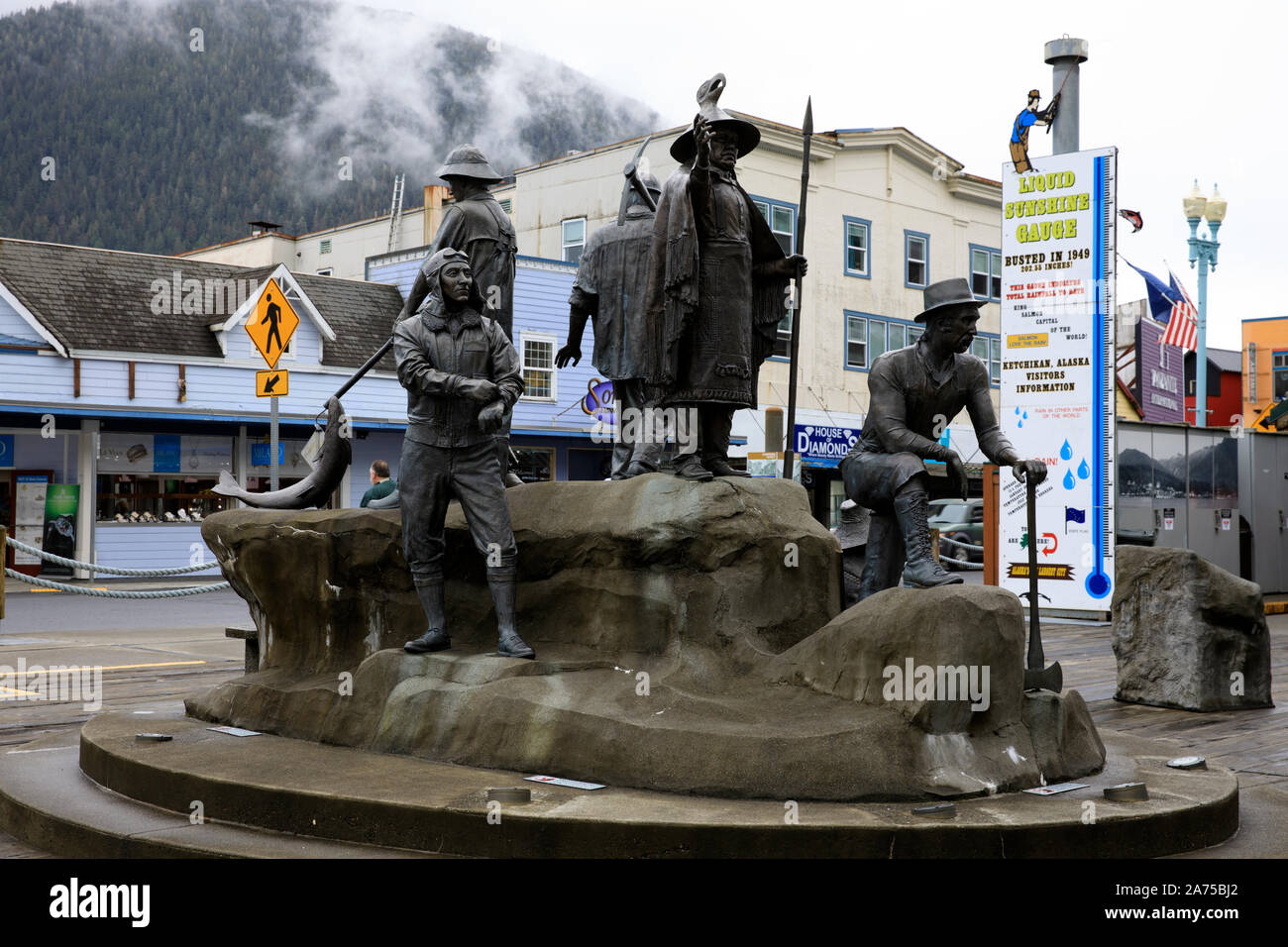 The rock monument at Ketchikan town, Ketchikan, Alaska, USA Stock Photo ...
