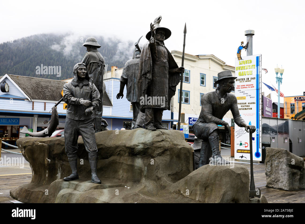 The rock monument at Ketchikan town, Ketchikan, Alaska, USA Stock Photo ...
