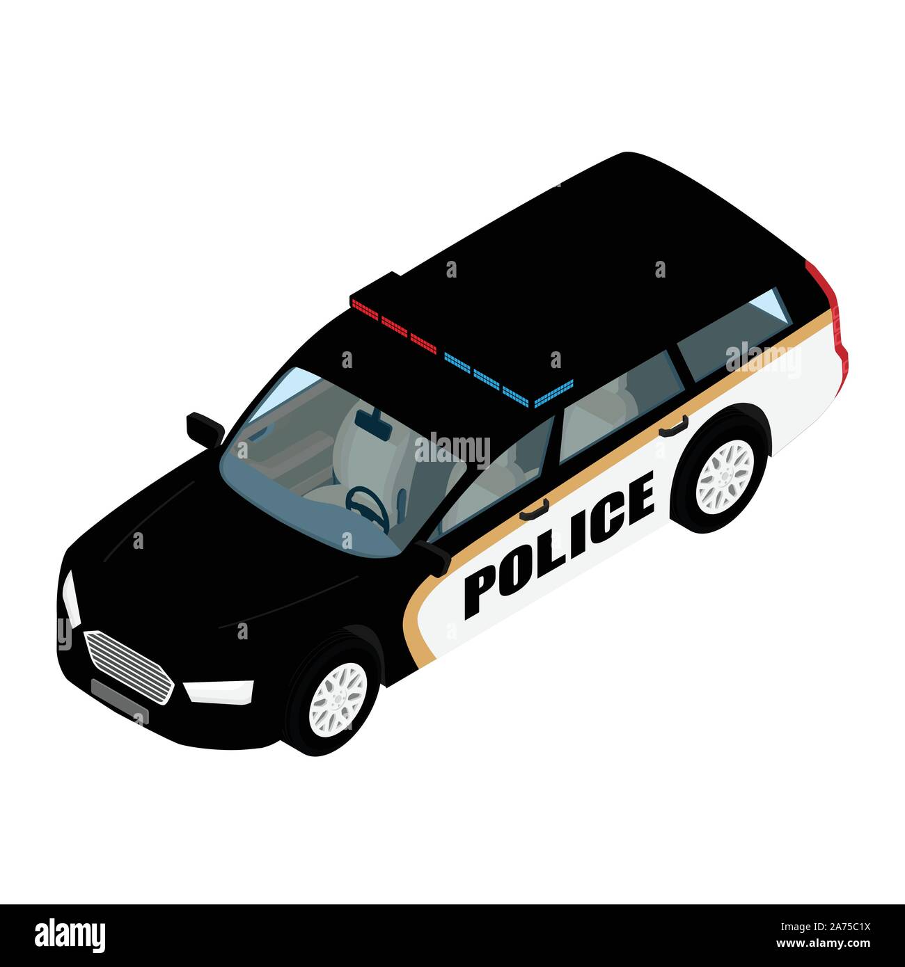 Police car isometric view isolated on white background. Police ...