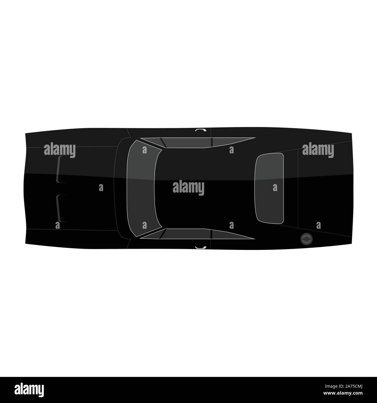 Black muscle car top view isolated on white background. Restoration ...