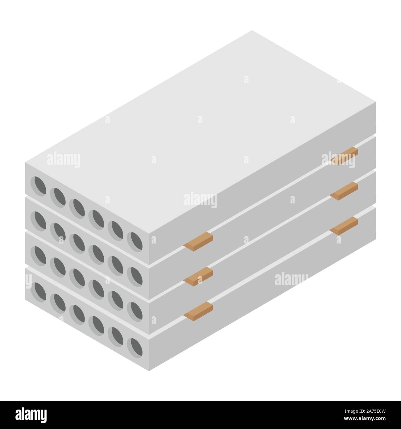 Stack of precast concrete solid blocks isometric view isolated on white ...