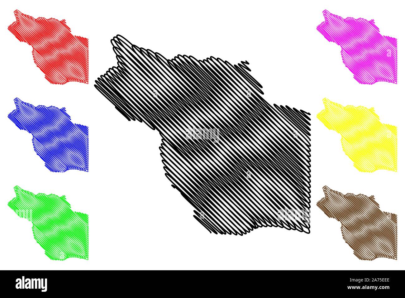 Jufra District (Districts of Libya, State of Libya, Fezzan) map vector ...
