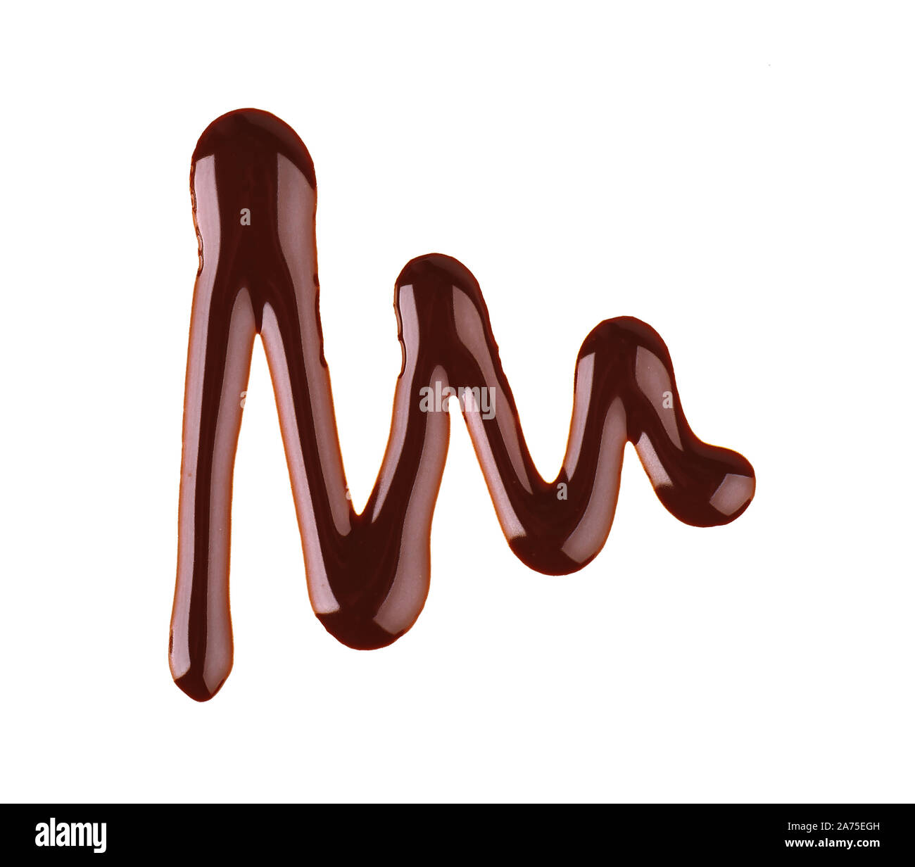 Chocolate syrup drizzle isolated on white background. Splashes of sweet ...