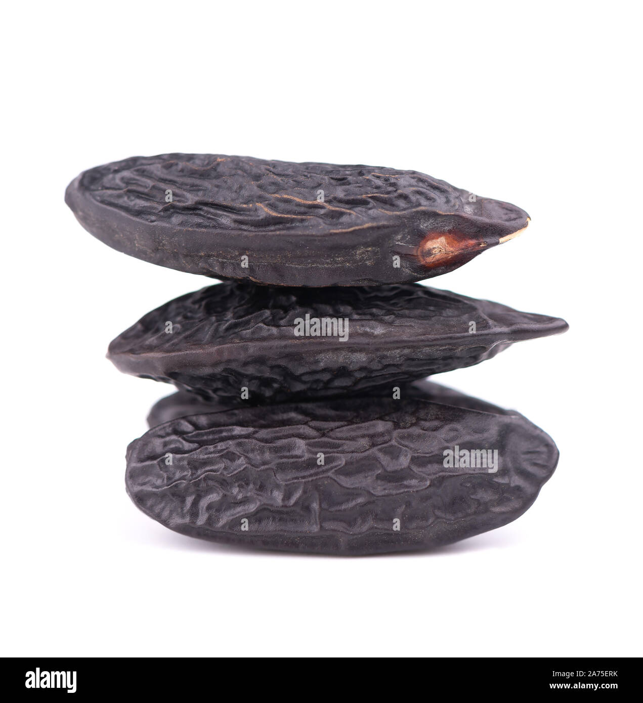 Tonka beans isolated on white background. Bean of Dipteryx odorata ...