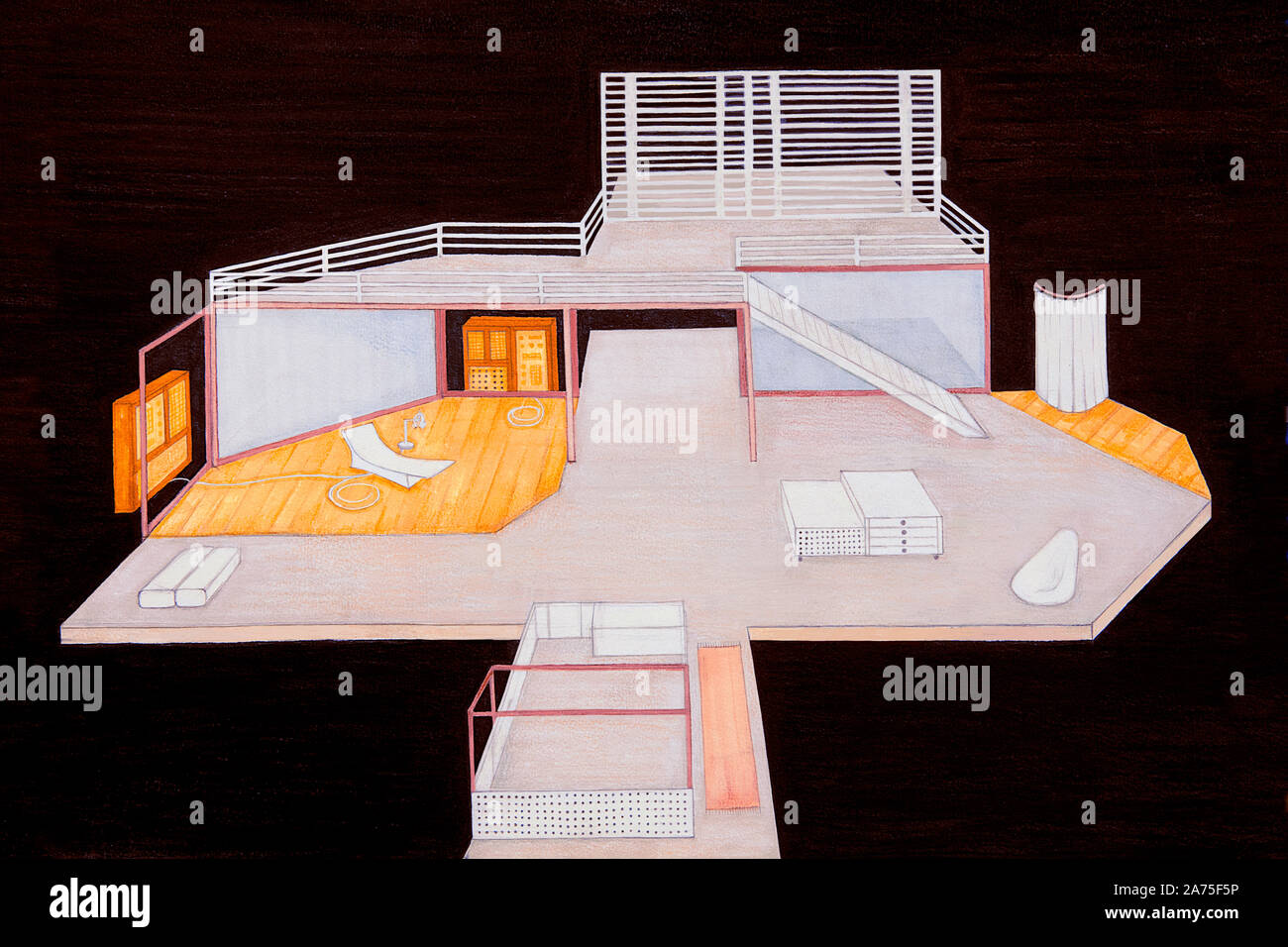 Modern apartment. Interior of suite with minimalist furniture. Empty ...