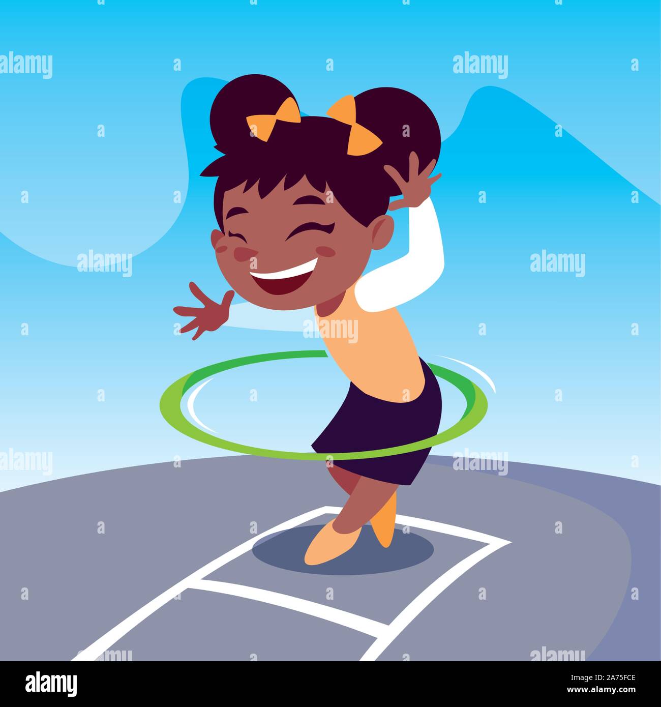 Girl cartoon with hula hoop design, Kid childhood little people ...